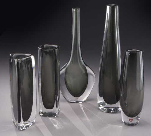 5 Orrefors Glass Vases