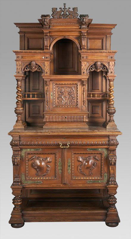 73: Gothic Revival carved oak marble top server - Mar 12, 2008 | Dallas ...