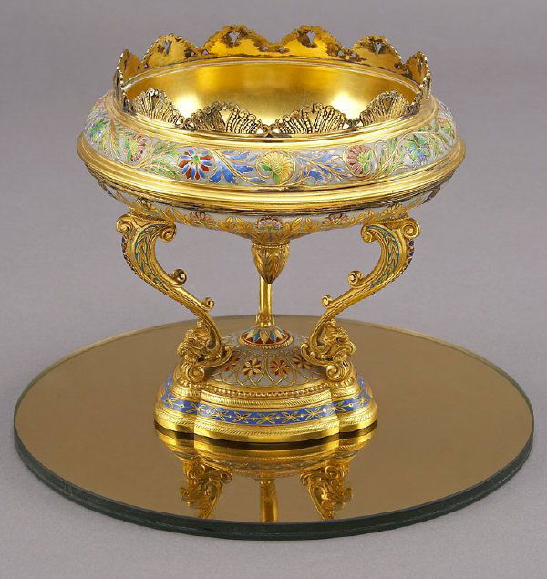 3: Elkington and Co. gilt bronze champleve compote