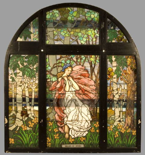 American Victorian Arched Top Stained Glass Window