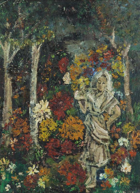 Forrest Bess "woman In A Landscape" Oil On Canvas.