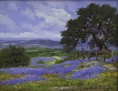 William A. Slaughter, Bluebonnets And Road