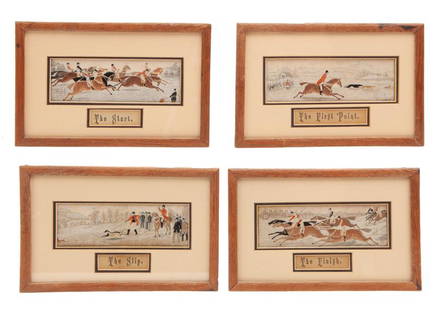 (6) Framed Neyret Freres Woven Silk Stevengraphs