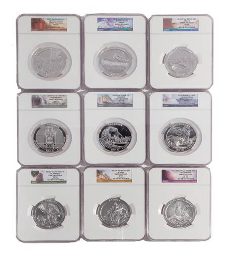 America's Ntl. Treasures 5 Oz Silver Grp. (9) Ngc