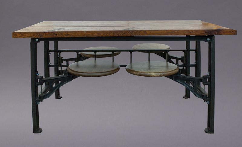 Half Size American Industrial Lunchroom Table.
