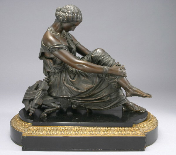 248: J. Pradier bronze, "The Seated Sappho" resting