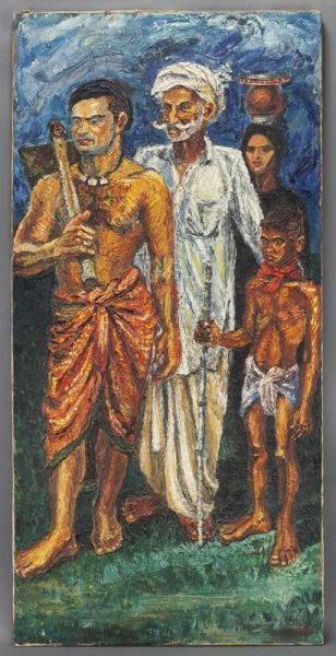 194: Anna Molka Ahmed, "Villagers" oil on canvas.