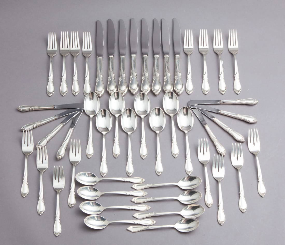 International Sterling 40 Pc Silverware Set, Rhapsody Pattern Auction
