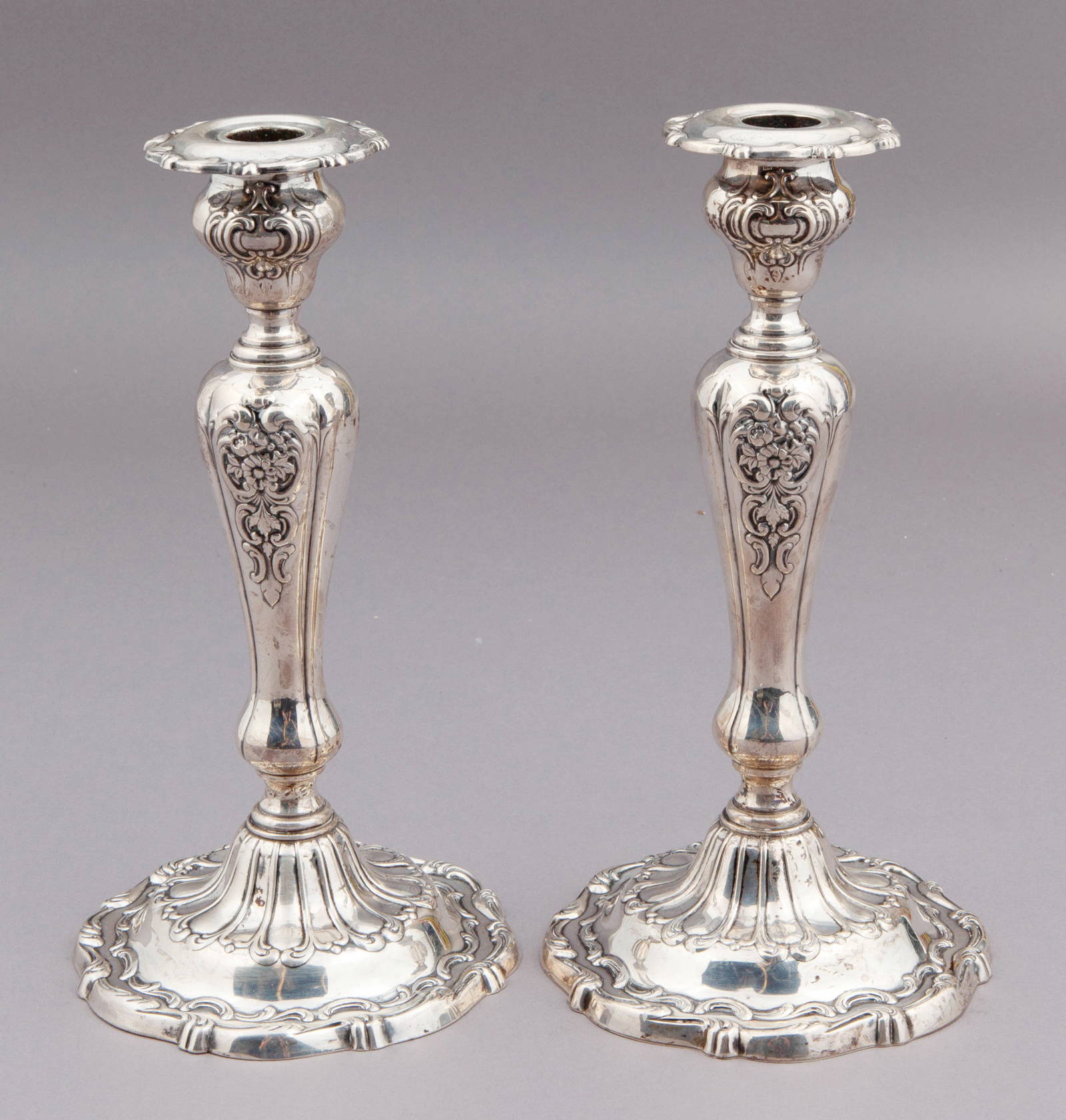 Pair Of Gorham Sterling Candlesticks Auction