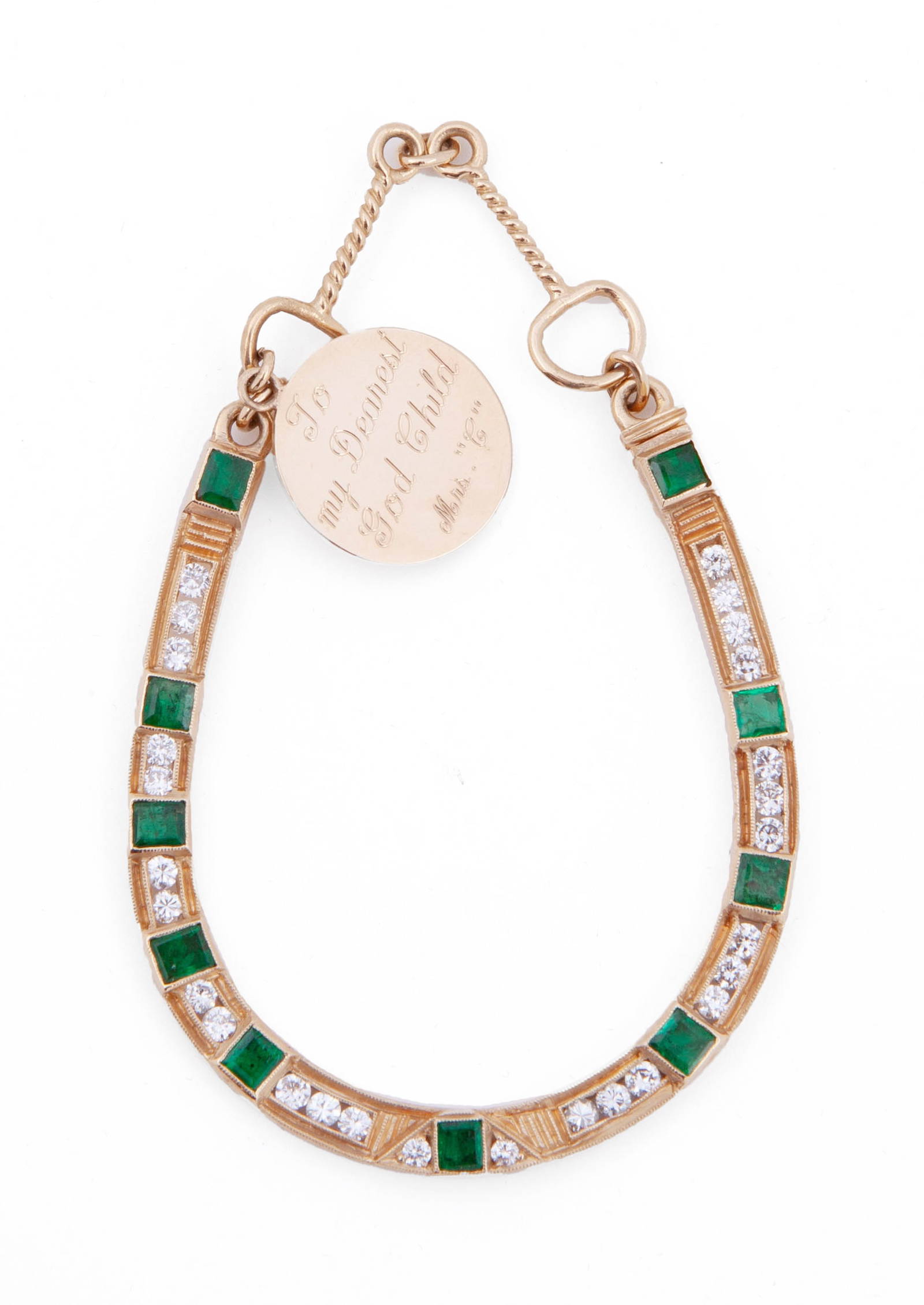 Ladies 14k Gold, Diamond And Emerald Keychain Auction