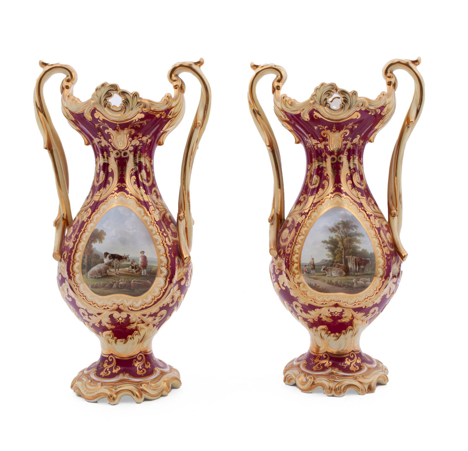 Pair Of Samuel Alcock & Co Porcelain Vases Auction