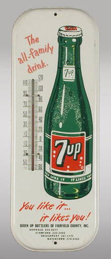 7 Up Thermometer. Slogan Says "you