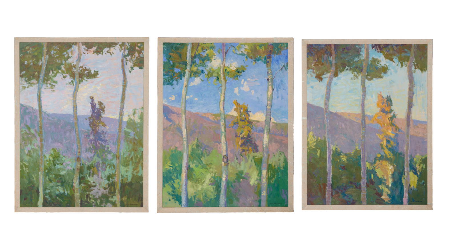 Daniel Pinkham, Triptych, Oil On Panel Auction