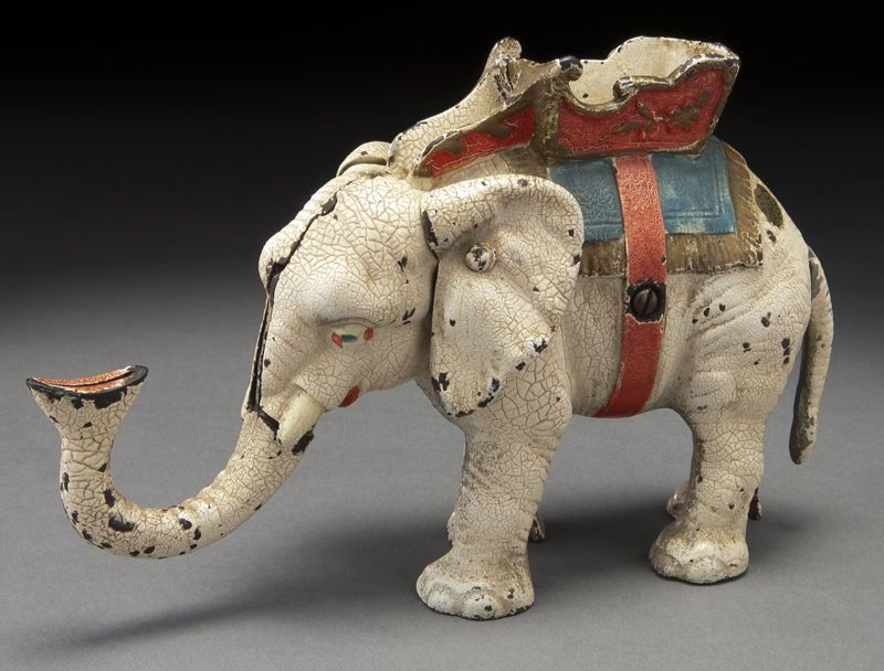 Cast iron Hubley Elephant Howdah mechanical bank,