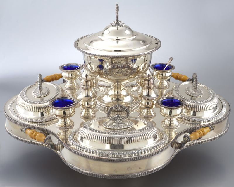 Silver plate revolving buffet server and warmer,