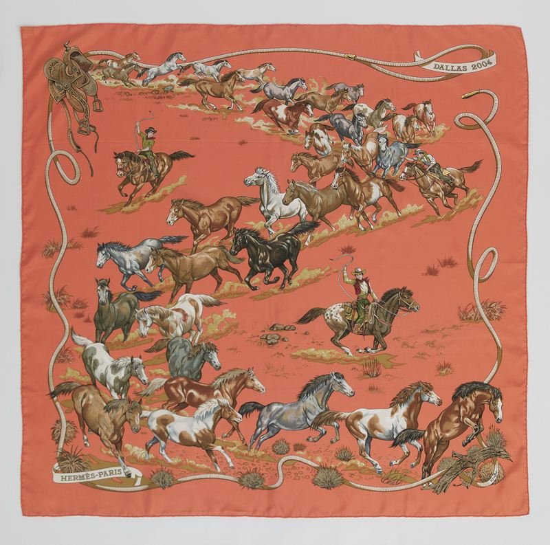 Hermes silk "Les Mustangs" scarf