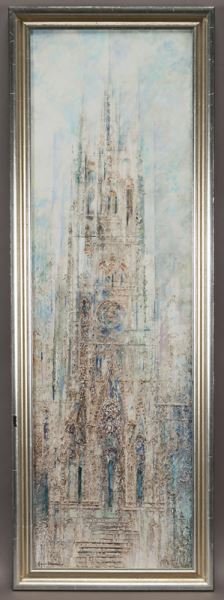 David Brownlow, "cathedral" Oil On Board. Signed
