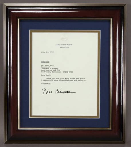 Bill Clinton Typed Letter Autopen Signed.