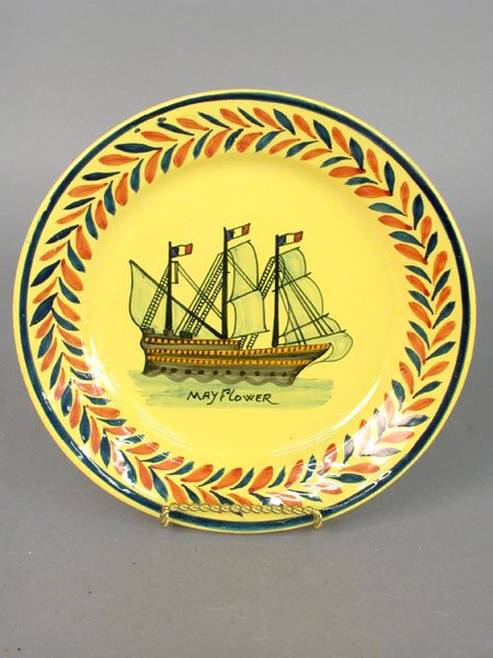 153: Mayflower plate signed PV but Quimper wi