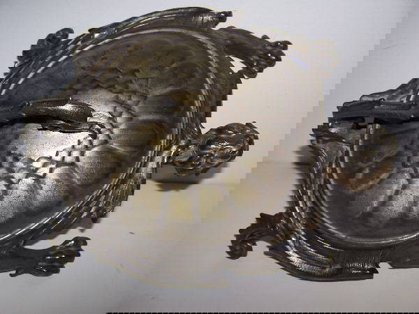 Spittoon, Cast Iron W/ Turtle Back And Dragon Sty