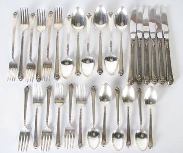 Royal Crest Sterling Silver Castle Rose Flatware Set