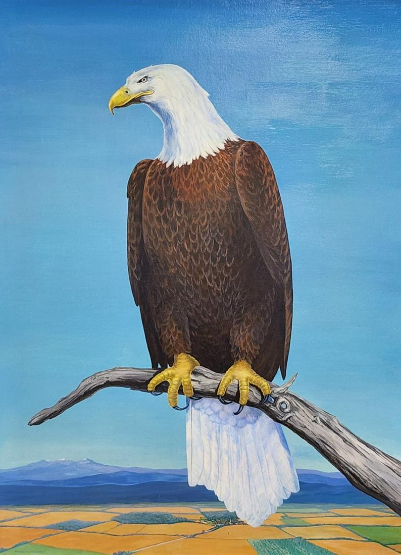 Robert Van Sickle 40x30 A/b Bald Eagle On Branch Auction