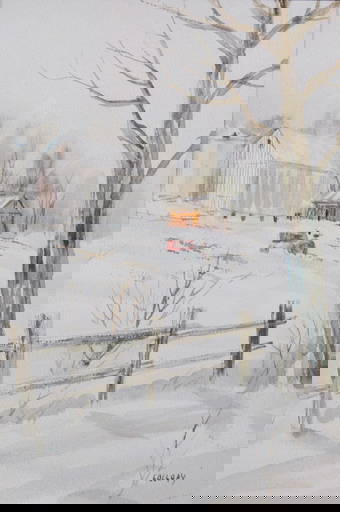 Richard Collopy 9x6.25 Wc Tractor, Farm In Winter