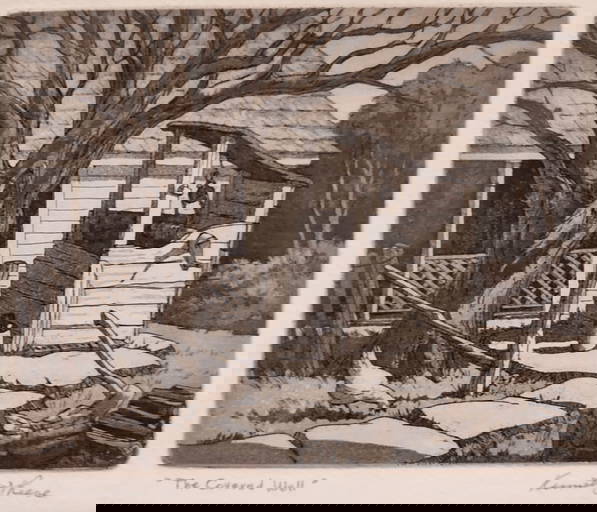 Kenneth J Reeve Etching, "the Covered Well"