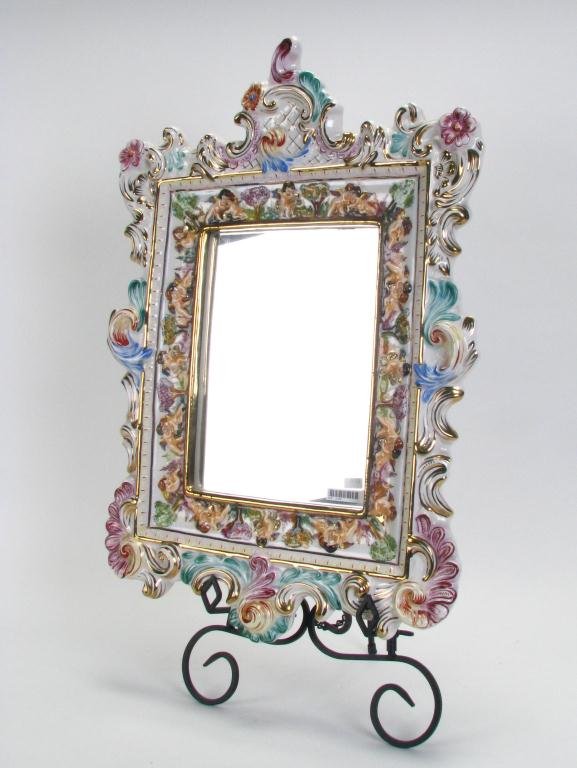 809: Vintage Capodimonte Italian Porcelain Wall Mirror