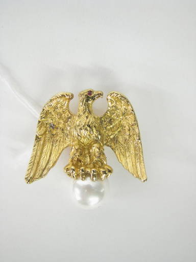 Ann Hand Sterling Eagle Pin With Pearl