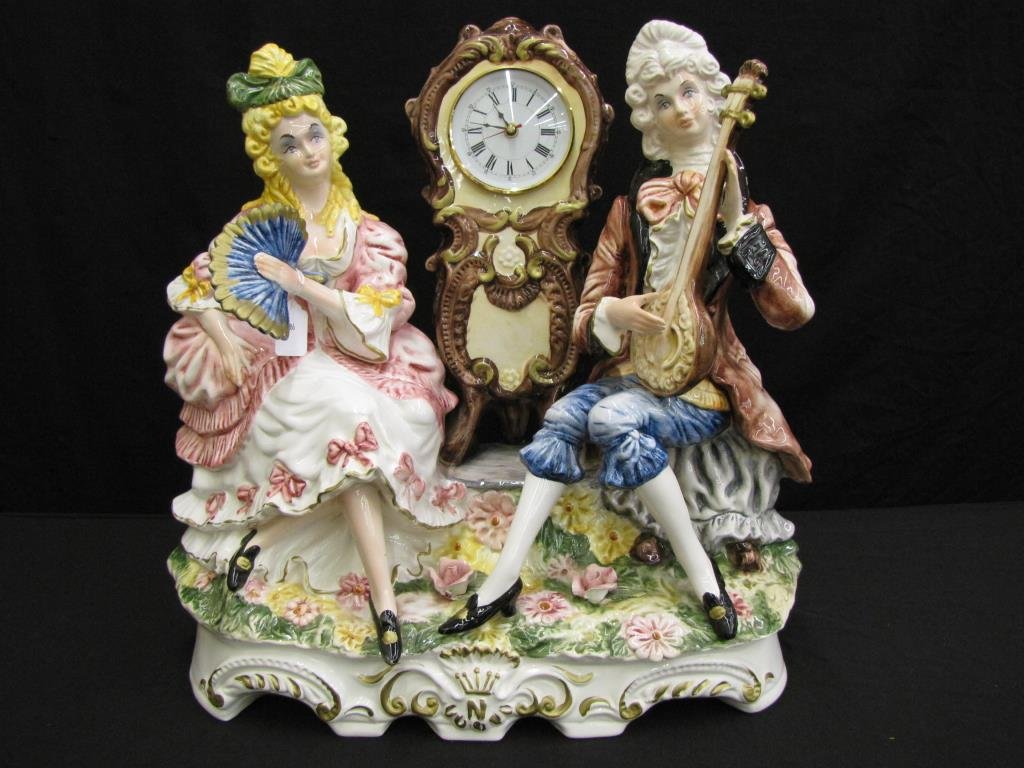 Large Capodimonte Porcelain Figural Clock