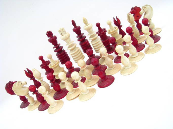 Set Of Ox Bone Chess Pieces