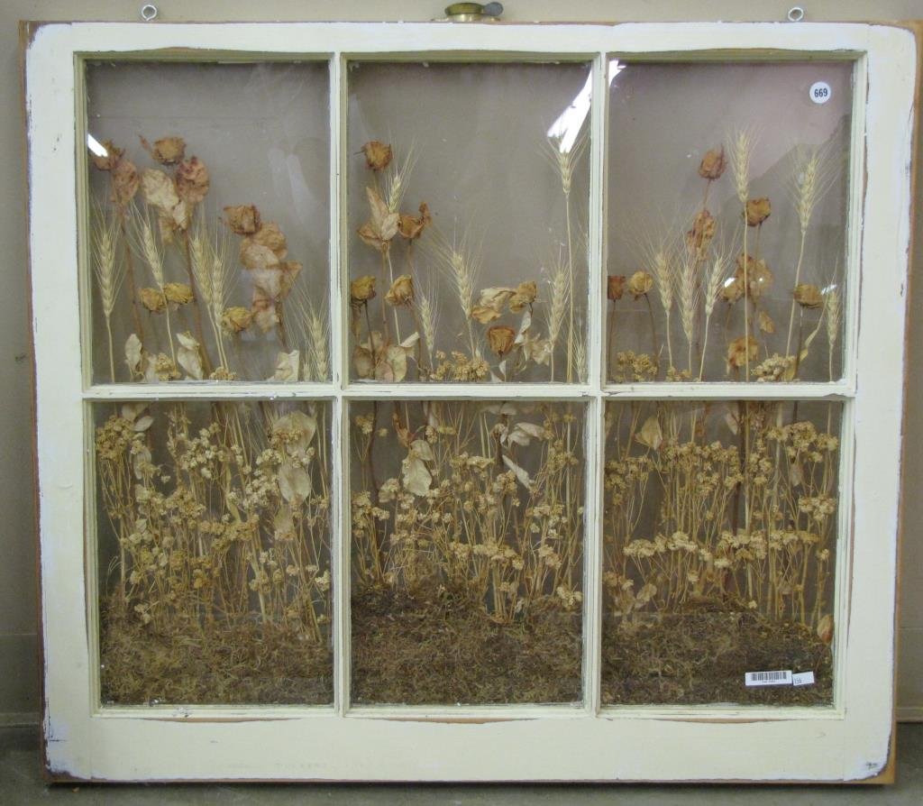 Antique Dried Flower Window Display