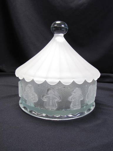 Goebel Frosted Crystal Carousel Lidded Candy Dish