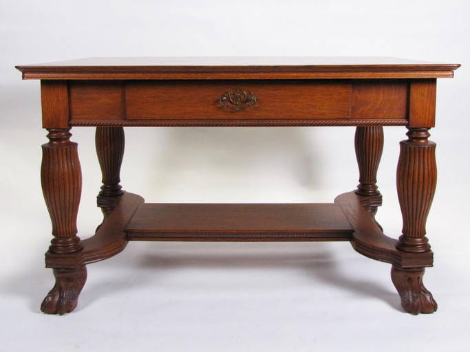 Antique Carved Oak Library Table
