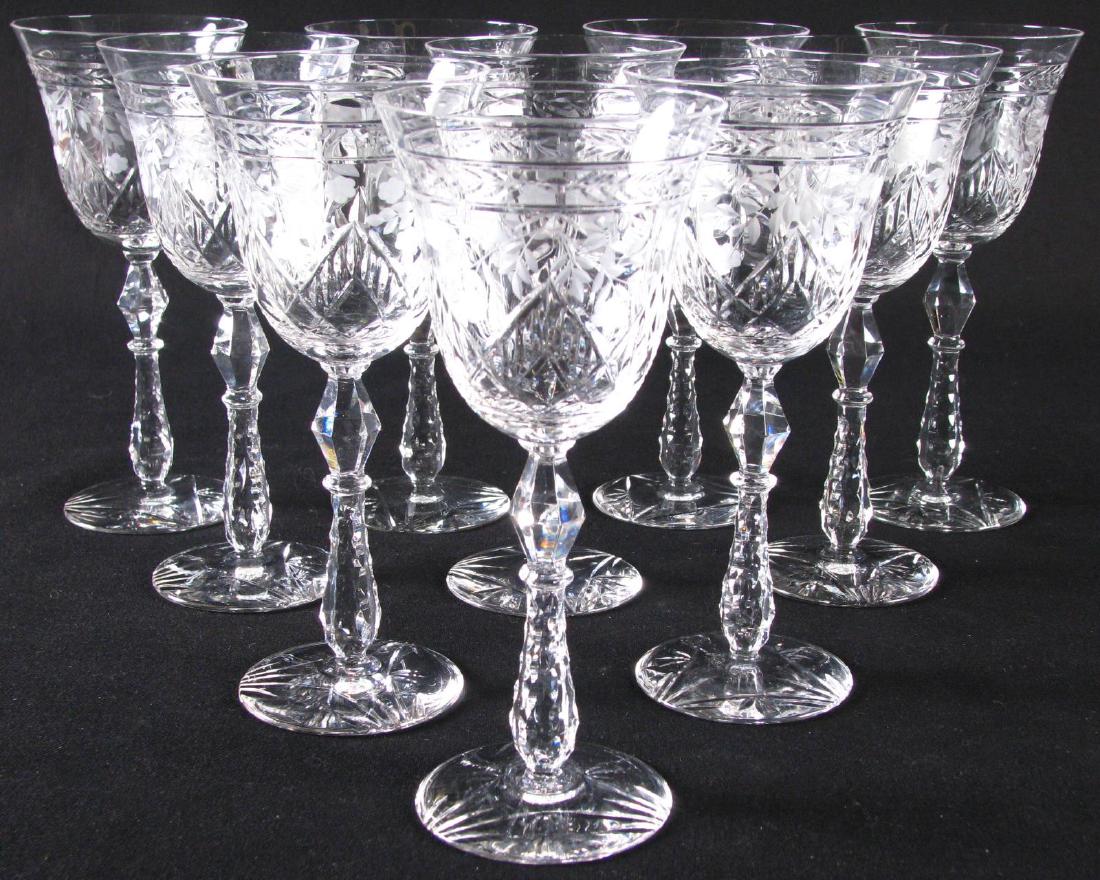 Set Of Etched And Cut Crystal Stemware