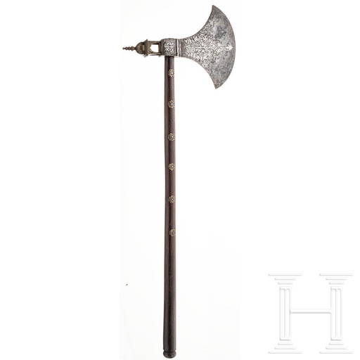 A Gold Damascened Indian Tabar (war Axe), 19th Century