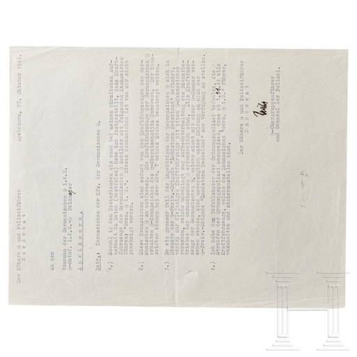 Ogruf. Hanns Albin Rauter A Signed Letter To Henk