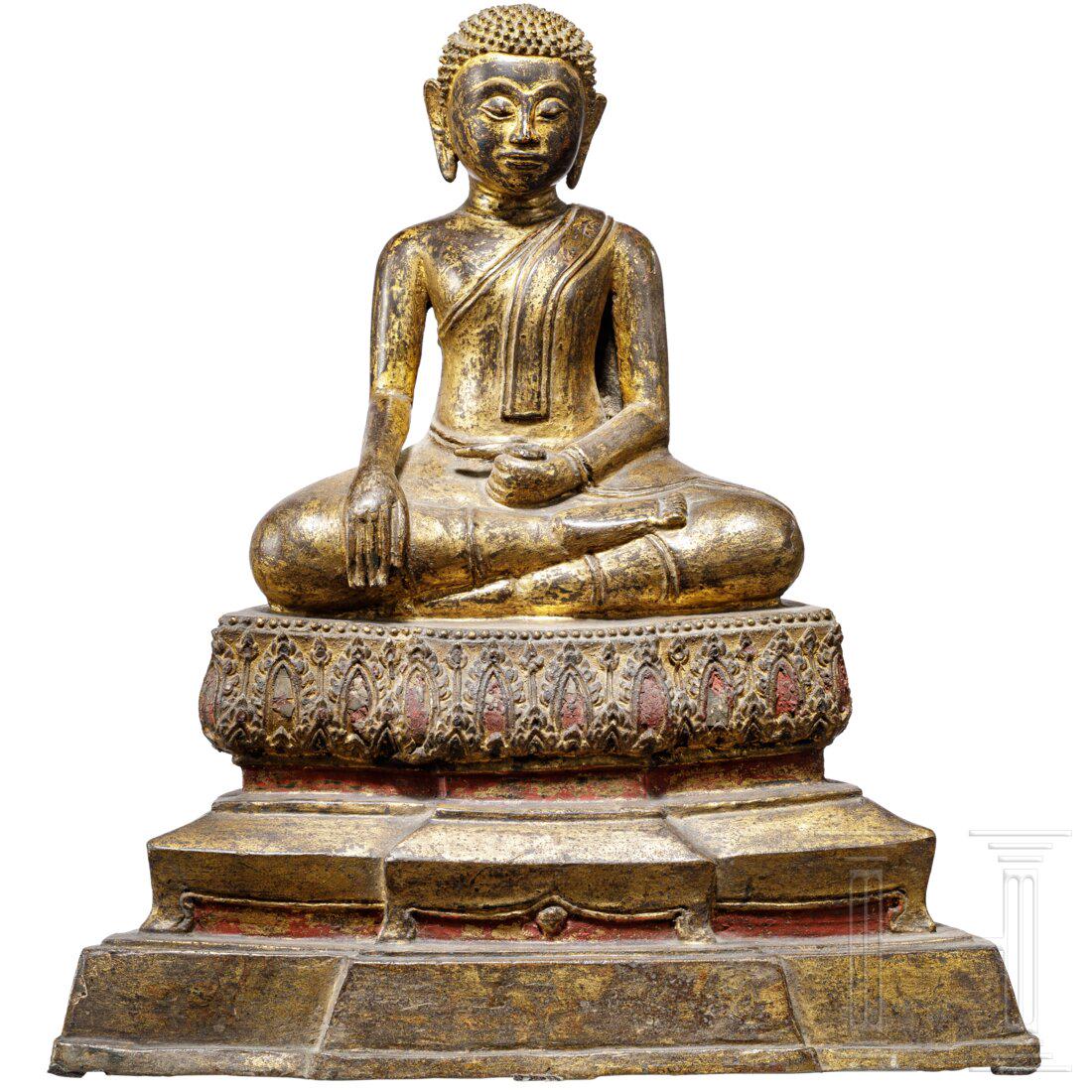 A gilded Thai bronze figure of the Buddha disciple Ananda, circa 1850 ...
