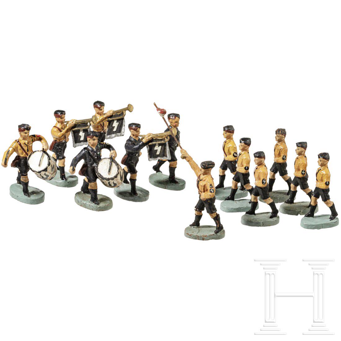 13 Elastolin Jungvolk Pimpfe, marching, and musicians in summer and ...