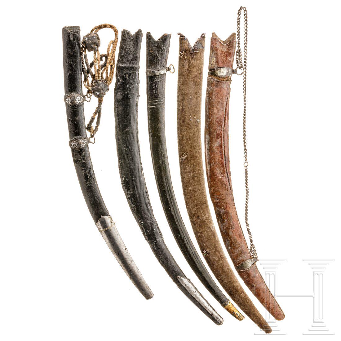 Five Oriental Sabre Scabbards, 19th Century