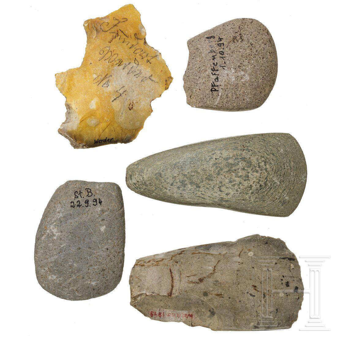 Five German stone artefacts (#7798) on Jun 20, 2022 | Hermann Historica ...