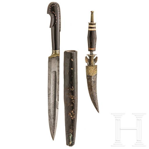 A Balkan Turkish knife, mid-19th century, plus a North African knife ...