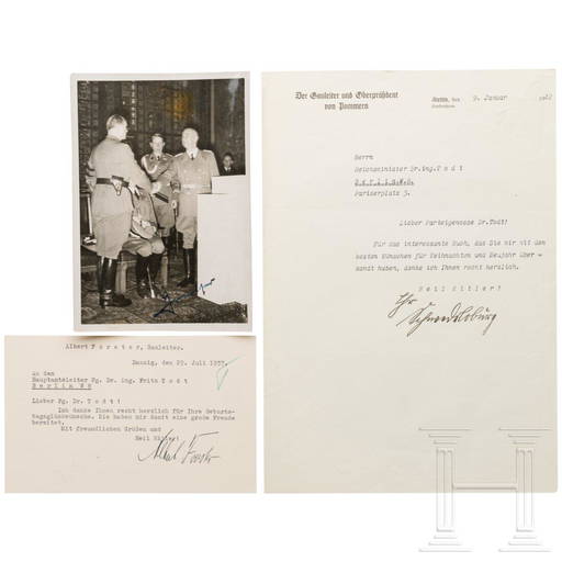 Gauleiter Albert Forster, Franz Schwede-Coburg and Arthur Greiser ...