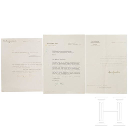 Franz Ritter von Epp, Paul Giesler and Karl Fiehler - three signed ...