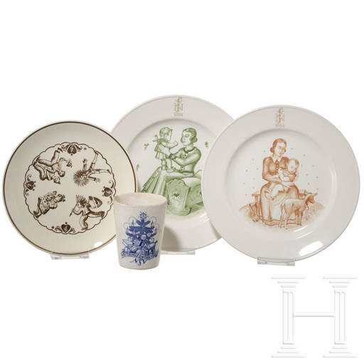 Three Plates And A Cup Of The Ns Volkswohlfahrt (nsv)