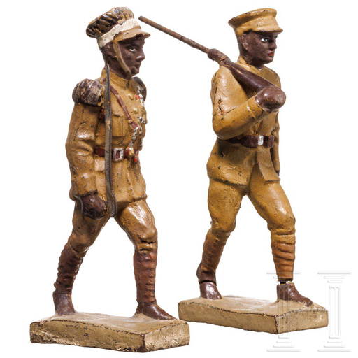 Two Lineol Abyssinian Army Soldiers Marching