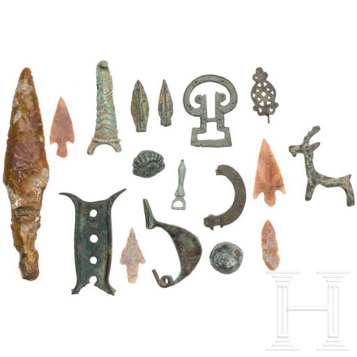 Twelve Ancient Bronze Objects And Five Neolithic Stone Artefacts, 4th ...