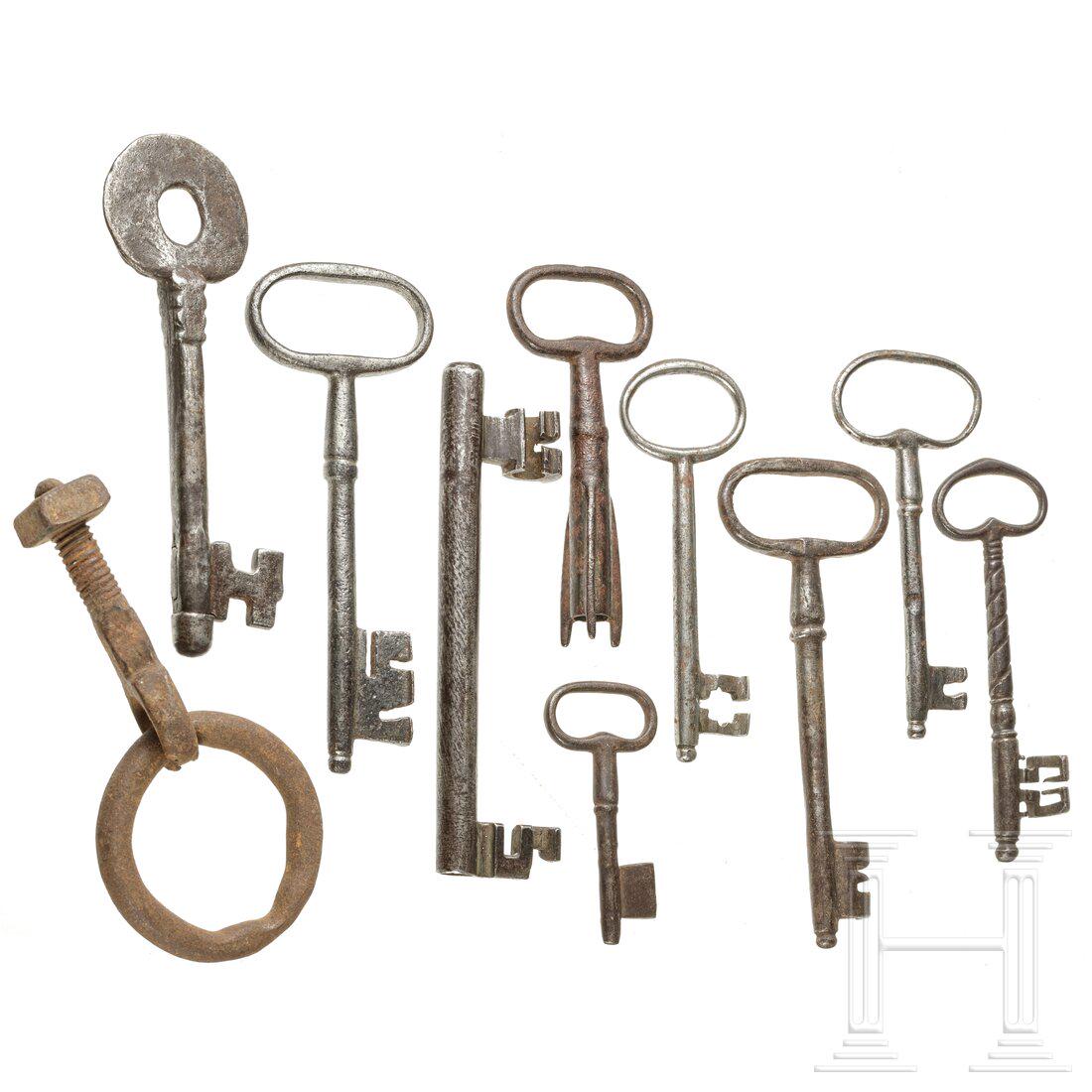 Nine German Keys, 18th Century Auction