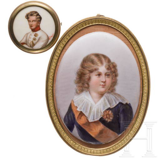 Napoleon Franz Bonaparte Two Miniature Portraits On Porcelain, 19th ...